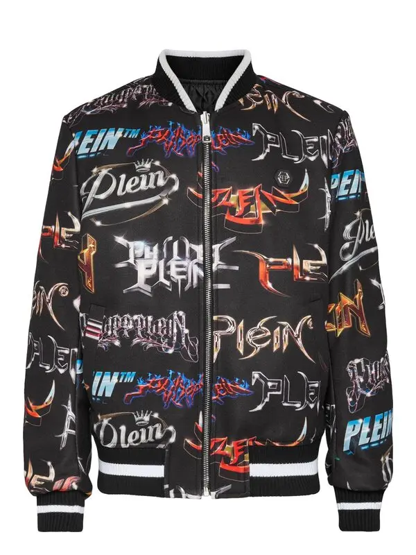 Philipp Plein Lettering Reversible Bomber Jacket - Black