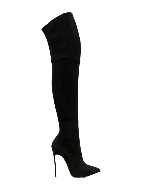 Casadei Blade 115mm Above-knee Suede Boots - Black