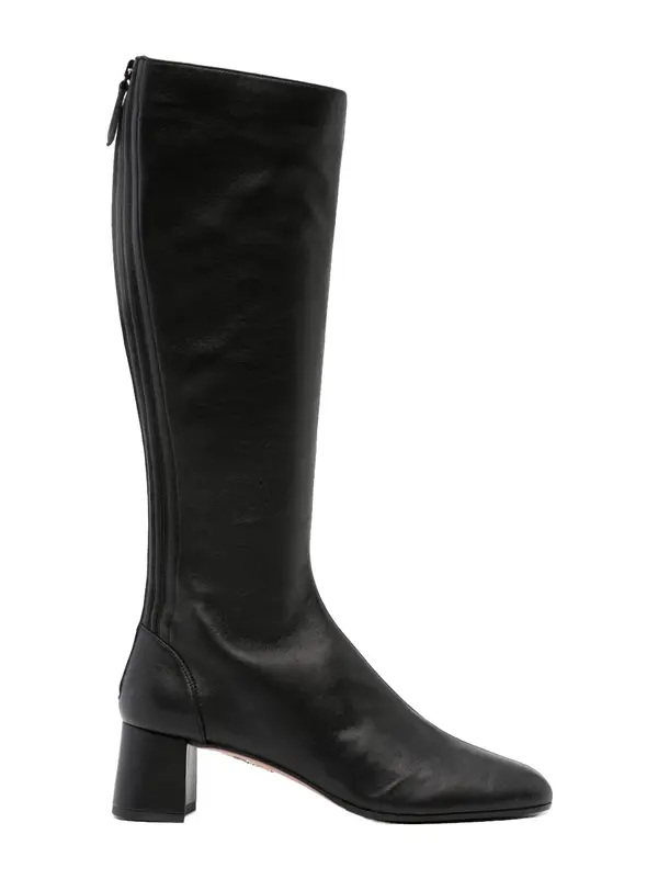 AQUAZZURA Saint Honore 50 Leather Knee-high Boots - Black