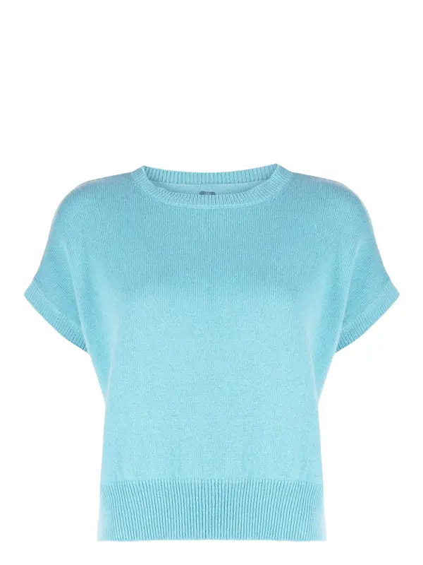 TEDDY CASHMERE Genova Sleeveless Cropped Cashmere Jumper - Blue