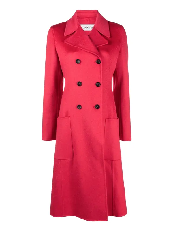LANVIN Double-breasted Cashmere Coat - Pink