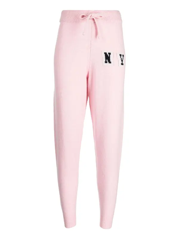 Joshua Sanders Patterned Intarsia-knit Tapered Track Pants - Pink