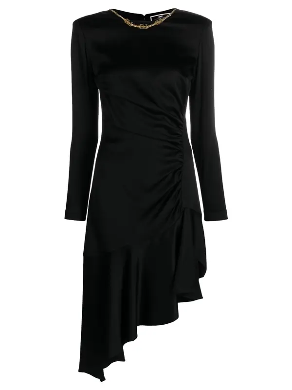 Elisabetta Franchi Chain-embellished Asymmetric Crepe Dress - Black