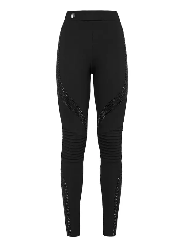 Philipp Plein Crystal-embellished Panelled Leggings - Black