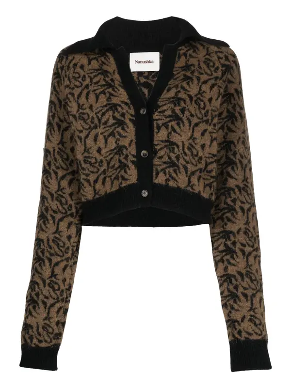 Nanushka Graphic-print Wool-blend Cardigan - Black
