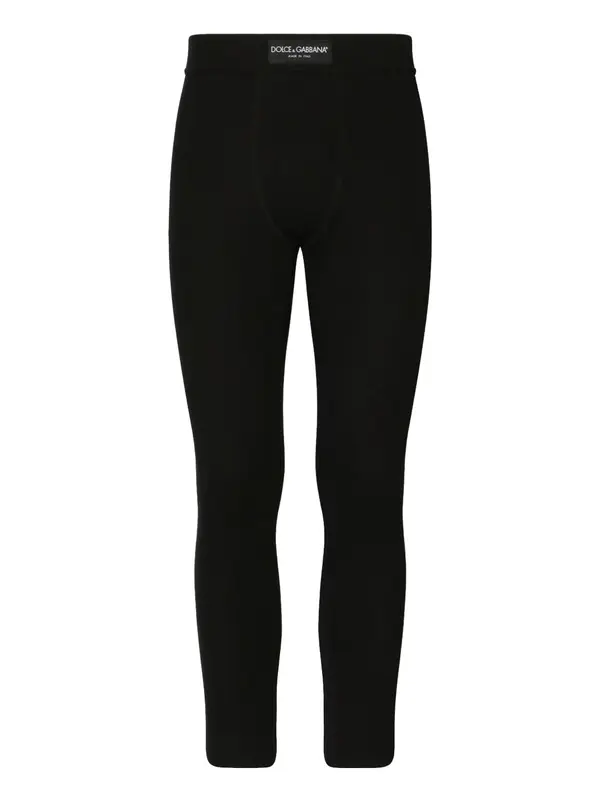 Dolce & Gabbana Logo-patch Cotton Leggings - Black