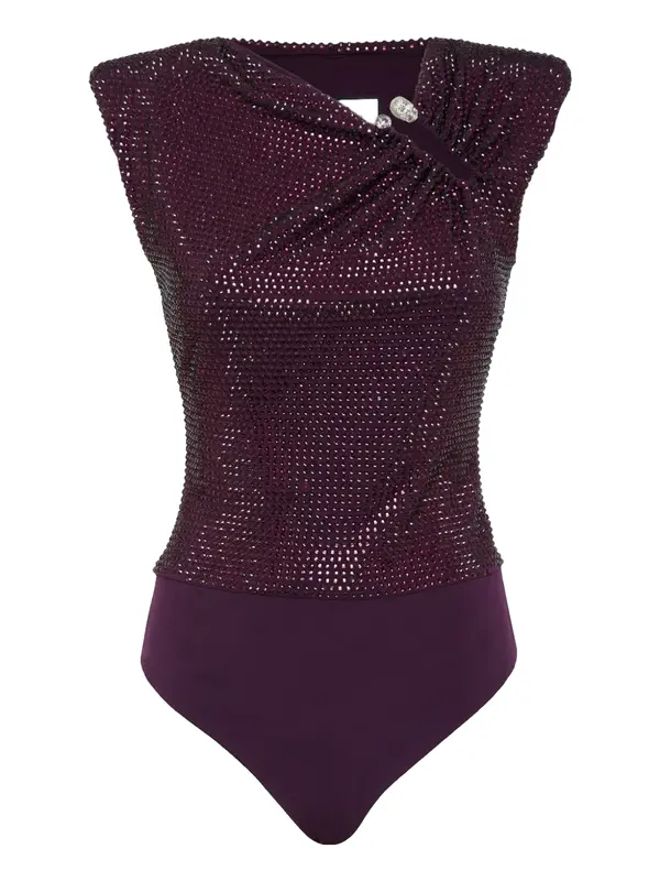 Philipp Plein Crystal-embellished Bodysuit - Purple