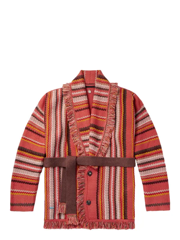 Alanui Ushuaia Stories Baja Striped Wool Cardigan - Red