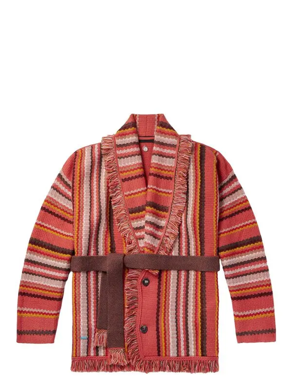 Alanui Ushuaia Stories Baja Striped Wool Cardigan - Red