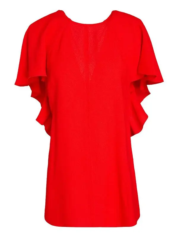 Victoria Beckham Ruffled Crepe Top - Tomato Red
