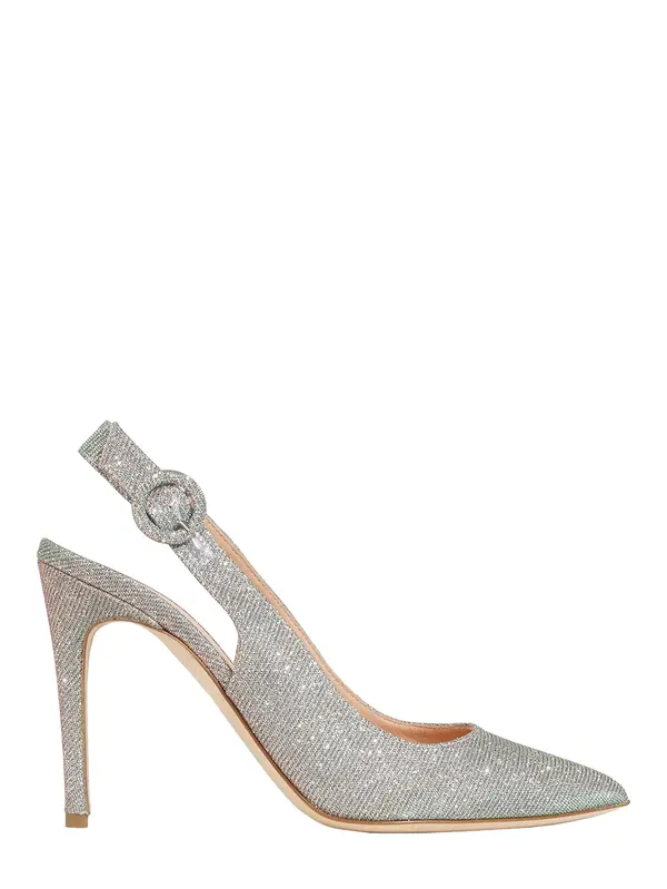 Rupert Sanderson Diana Iridescent Lamé Slingback Pumps - Platinum