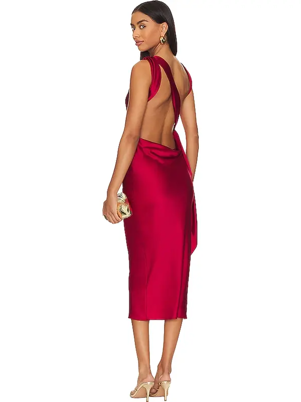 THE BAR Silk Maxi Dress - Chianti