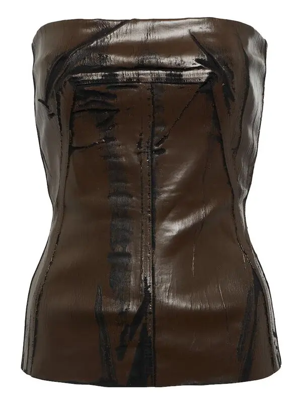 Rick Owens Coated Denim Corset - Brown