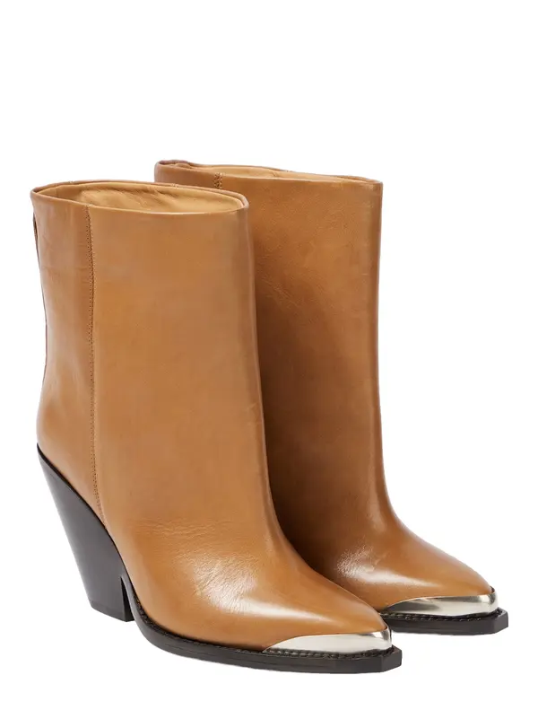 Isabel Marant Ladel Leather Ankle Boots - Brown