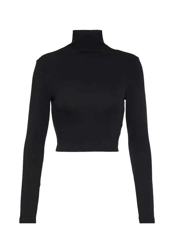 Ag X Emrata Kathryn Cropped Turtleneck Top - Black
