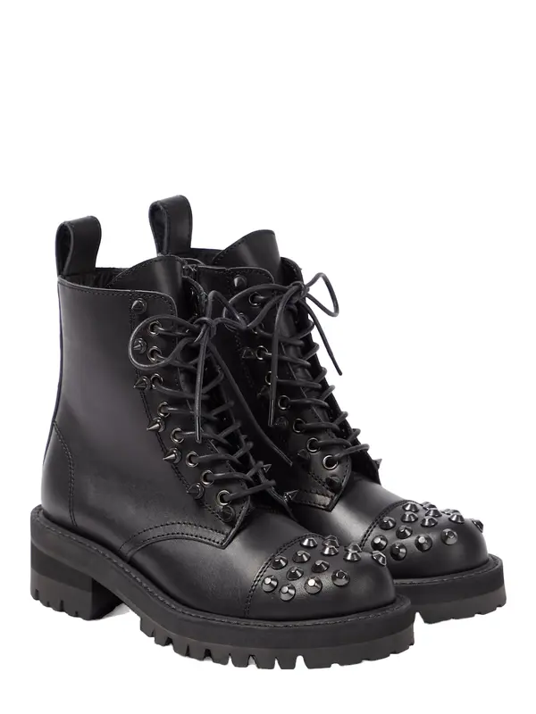 Junya Watanabe Embellished Leather Biker Boots - Black