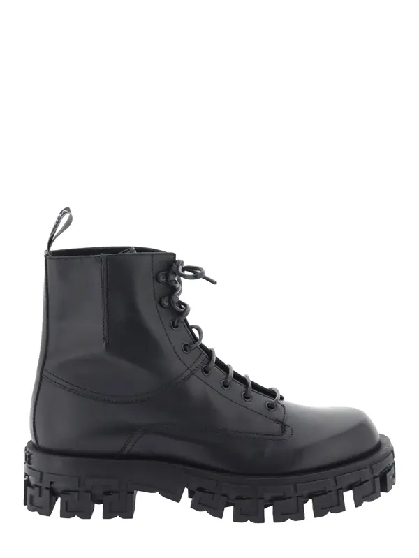 Versace Leather Ankle Boots - Black
