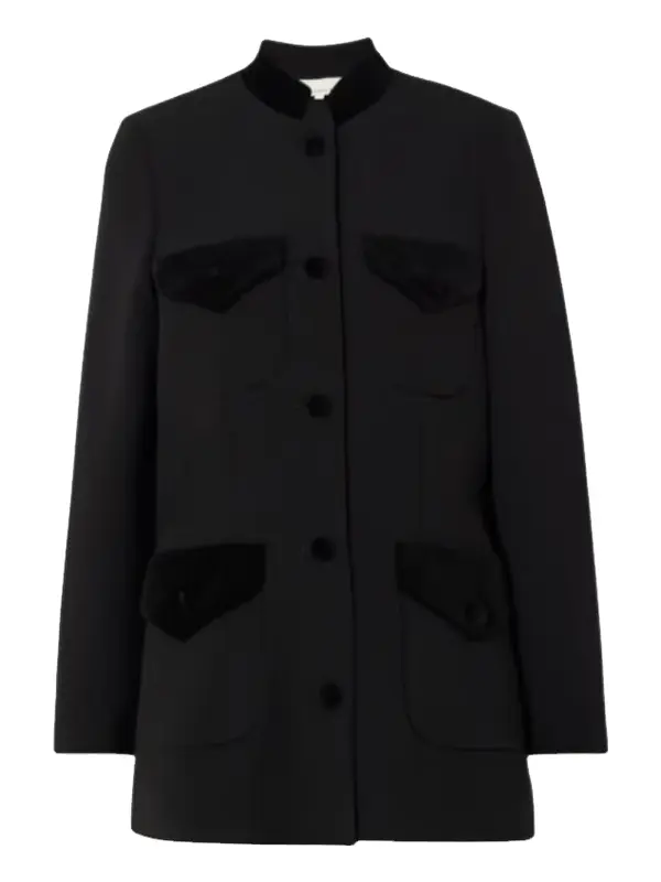 LIBEROWE Raja Velvet-trimmed Wool Jacket - Black