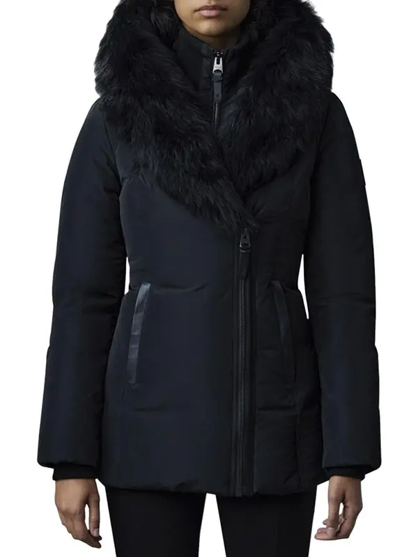 Mackage Adali Down Jacket With Shearling Collar - Black