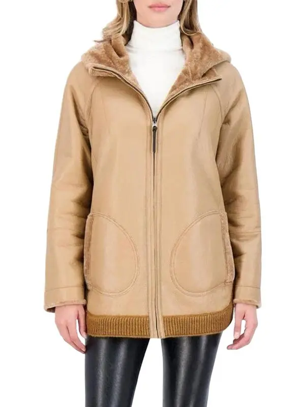 Gorski Reversible Shearling Lamb Parka Jacket - Latte