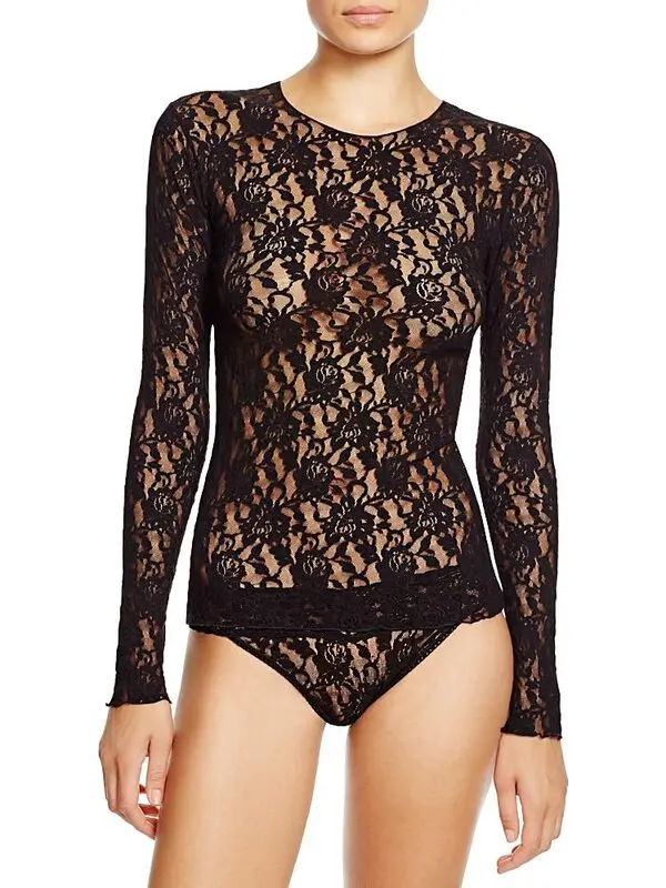 Hanky Panky Signature Lace Long Sleeve Top - Black