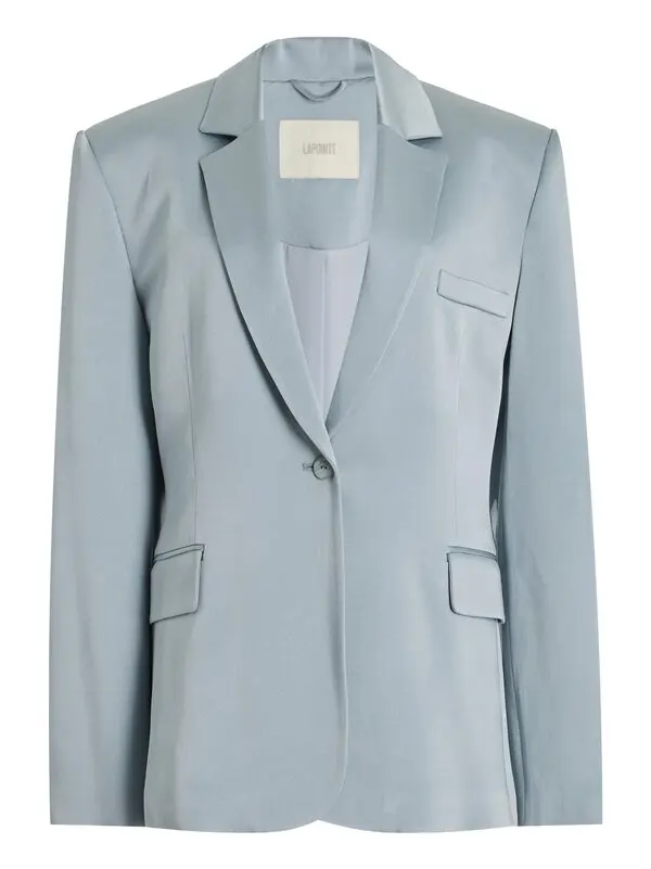 Lapointe Broad-shoulder Satin Blazer - Blue