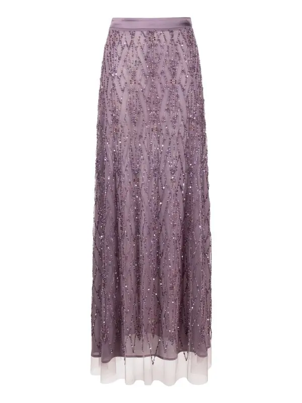 Elisabetta Franchi Sequin-embellished Tulle Maxi Skirt - Purple