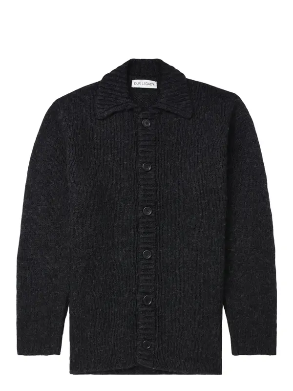 Our Legacy Polo-collar Ribbed Cardigan - Black