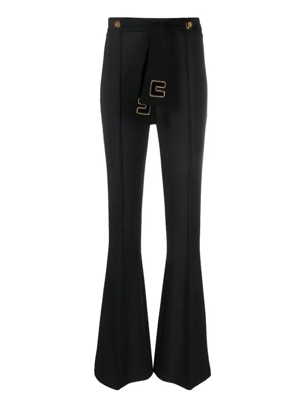 Elisabetta Franchi Sash-detail Flared Trousers - Black