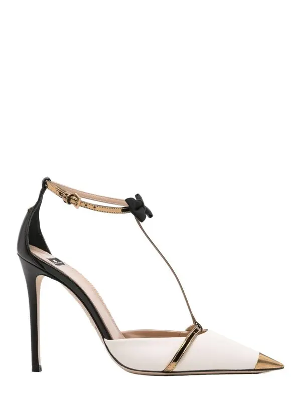 Elisabetta Franchi 105mm Bow-detail Leather Pumps - Neutrals