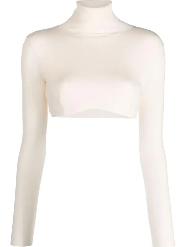 Elisabetta Franchi Roll Neck Knit Top - Neutrals