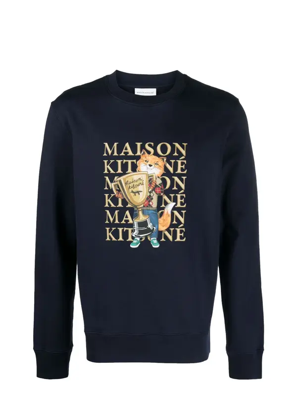 Maison Kitsuné Fox Champion Cotton Sweatshirt - Blue