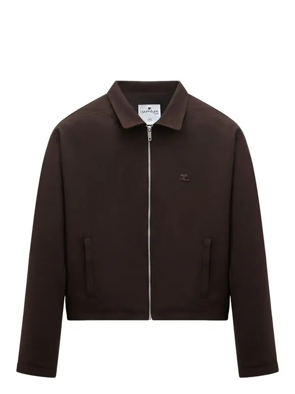 COURREGES Zip-up Twill Bomber Jacket - Brown