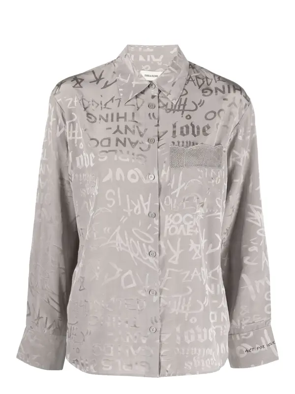Zadig&Voltaire Slogan-print Silk Shirt - Grey