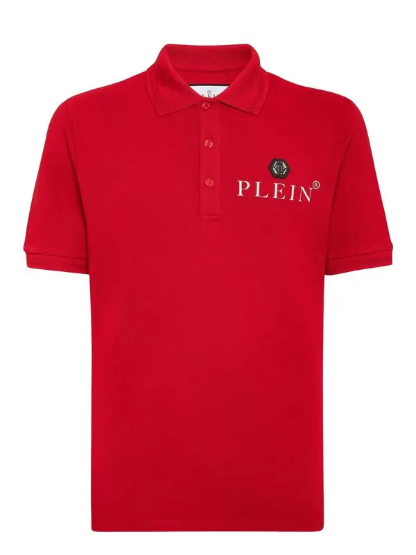 Philipp Plein Iconic Piqué Cotton Polo Shirt - Red