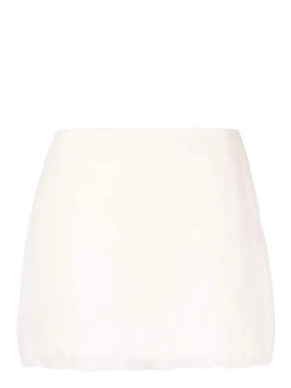 BLANCA VITA Satin-finish Silk Miniskirt - Neutrals