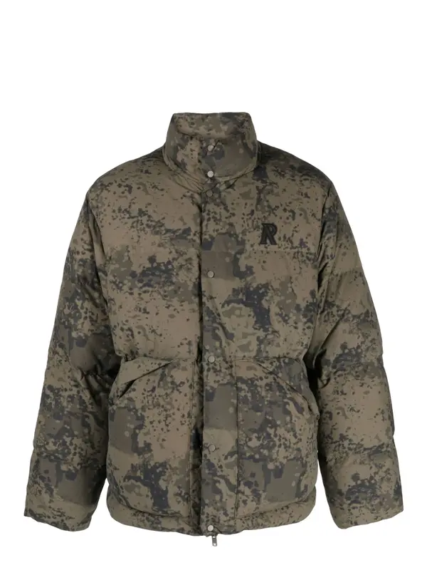 REPRESENT Logo-embroidered Camouflage Puffer Jacket - Green