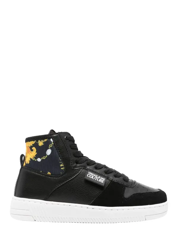 Versace Barocco Panel High-top Sneakers - Black