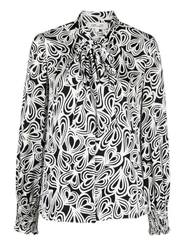 Diane Von Furstenberg Tina Heart-pattern Shirt - Black