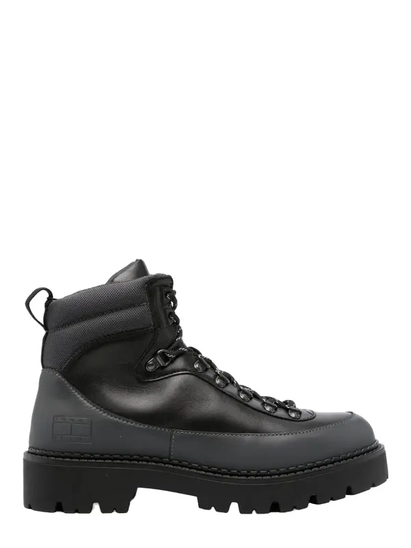 Tommy Hilfiger Panelled Leather Boots - Black
