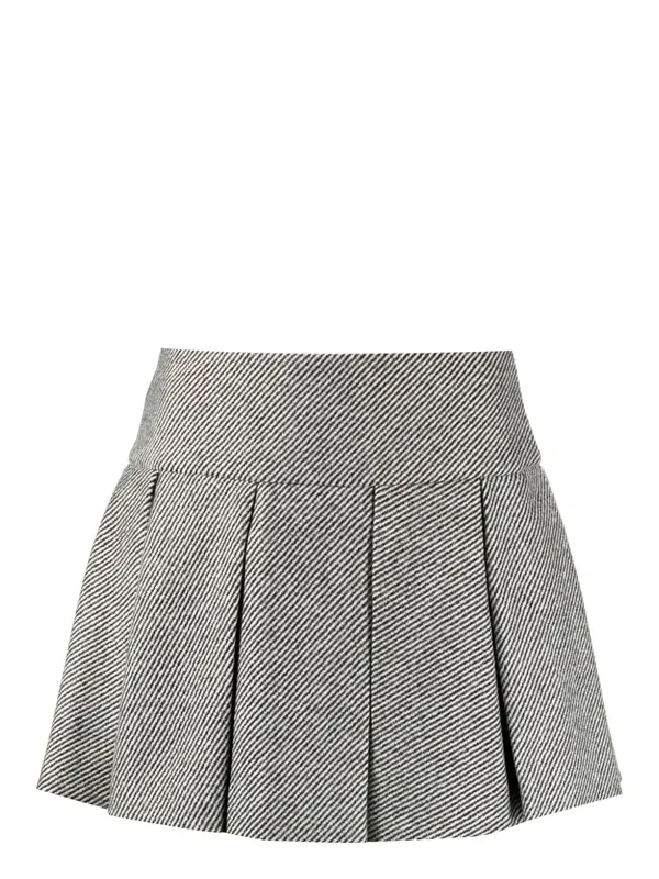 Patou Pleated Virgin Wool Miniskirt - Black