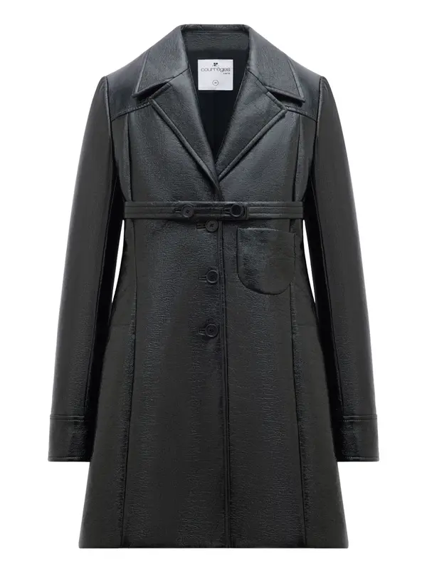 COURREGES Heritage Belted Vinyl Coat - Black