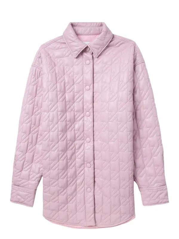 MSGM Classic-collar Diamond-quilted Jacket - Pink