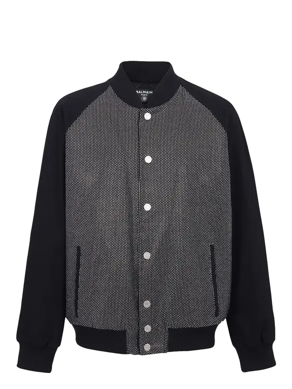Balmain Rhinestone-embellished Bomber Jacket - Black