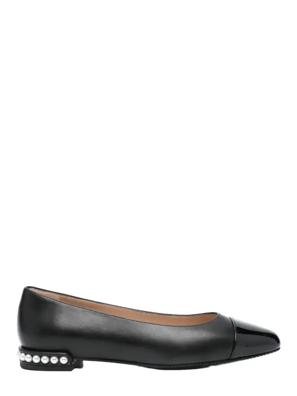 STUART WEITZMAN Pearl Leather Ballerina Flats - Black