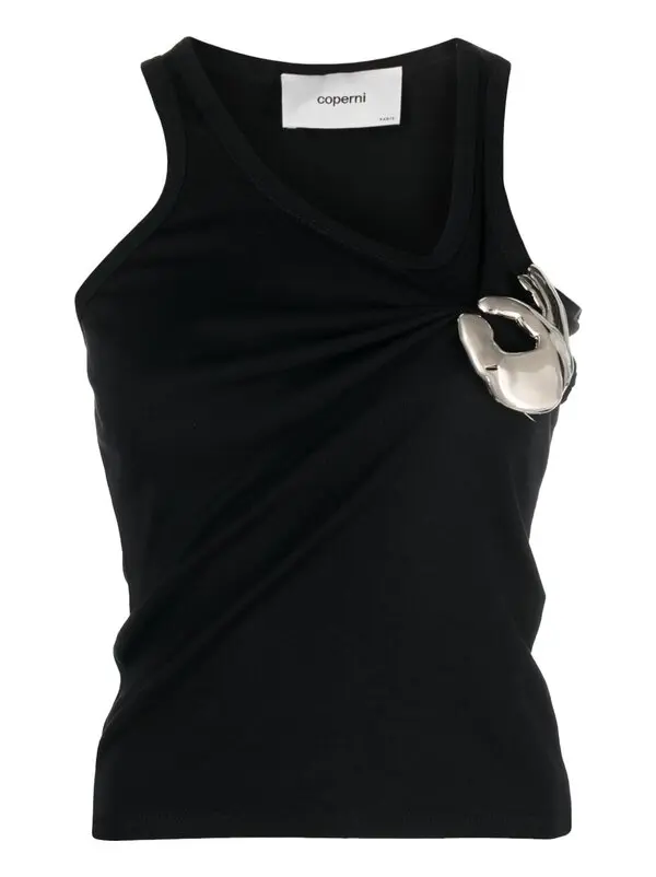 Coperni Metal-embellished Cotton Tank Top - Black