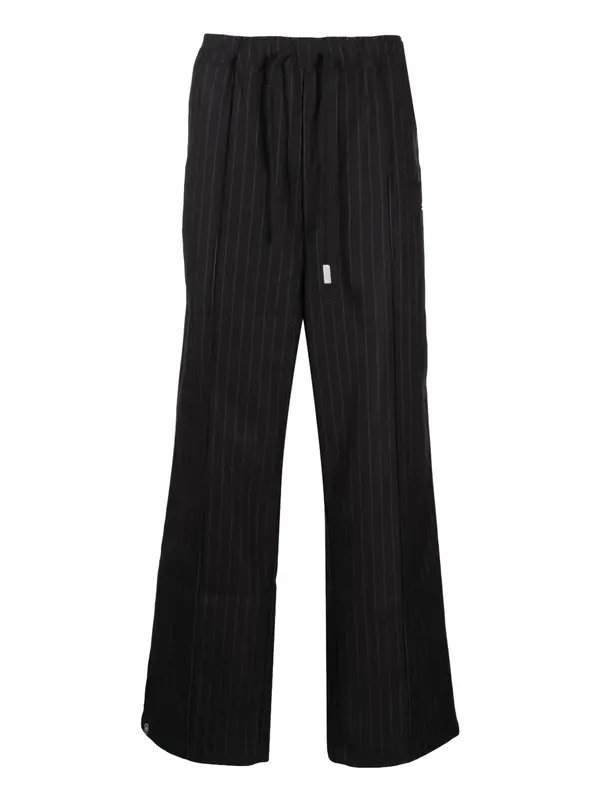 Izzue Pinstripe Straight Leg Trousers - Black