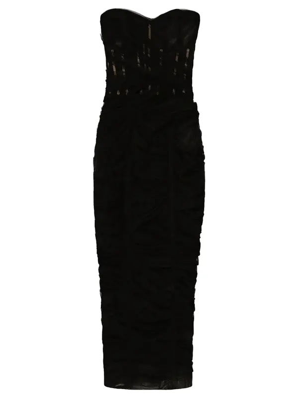 Dolce & Gabbana Draped Tulle Corset Dress - Black