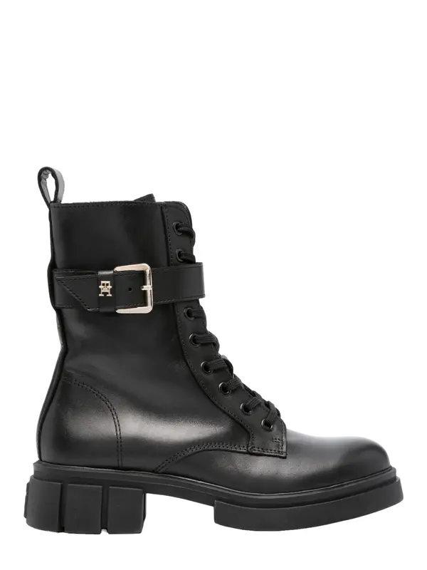 Tommy Hilfiger 40mm Leather Boots - Black