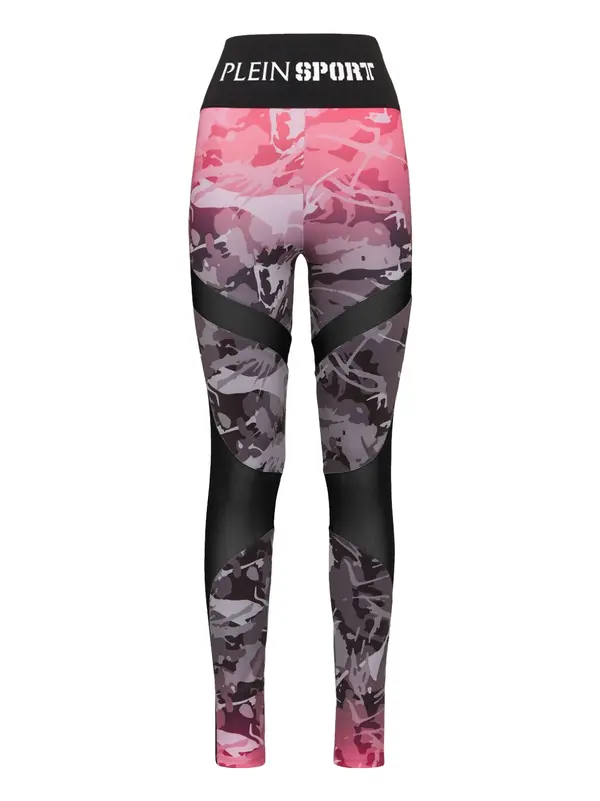 PLEIN SPORT Camouflage-print High-waisted Leggings - Pink
